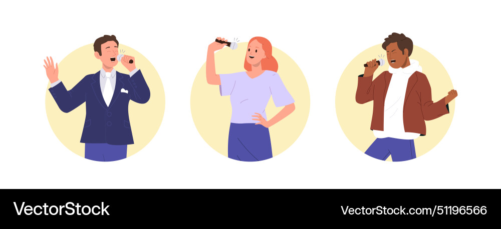 Karaoke party isolated round composition Vector Image