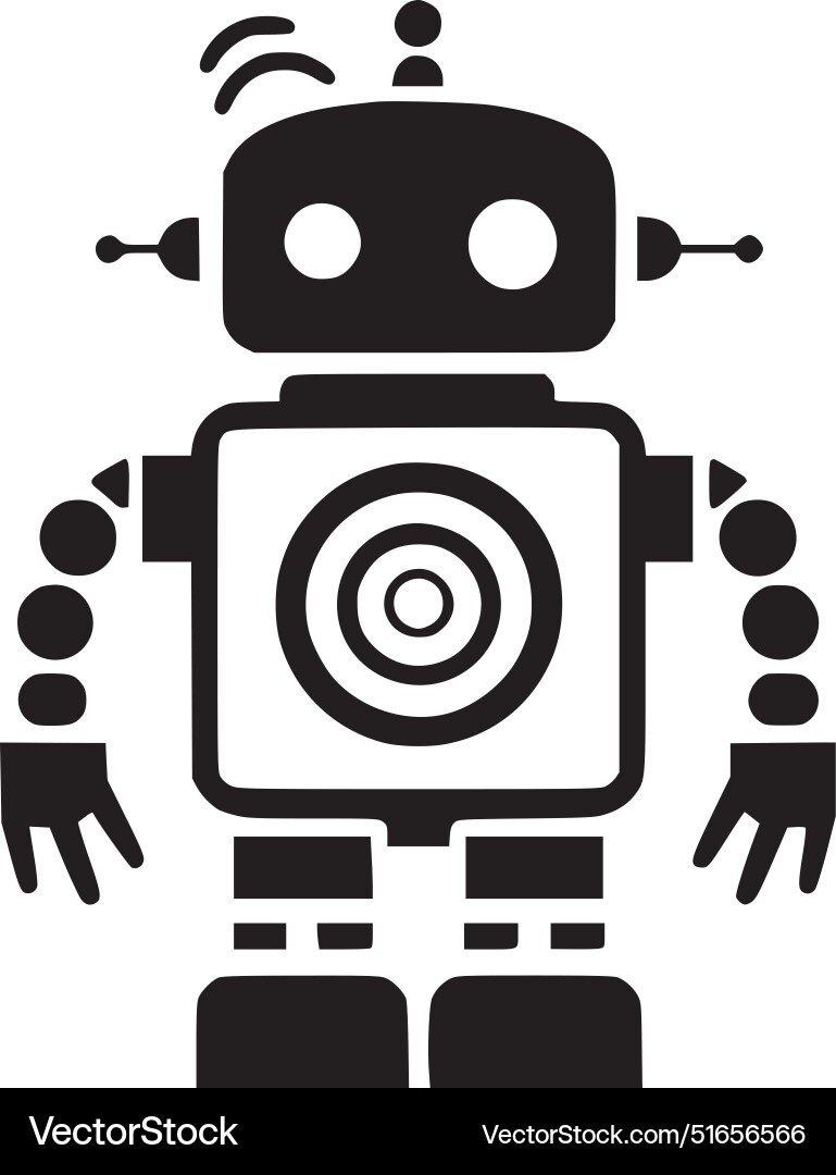Robot - minimalist and flat logo Royalty Free Vector Image