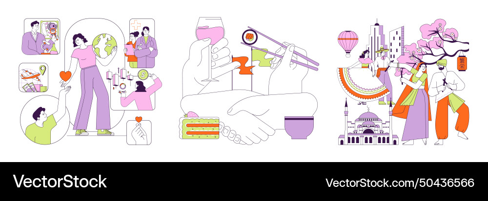 Soft power set global connectivity and cultural Vector Image