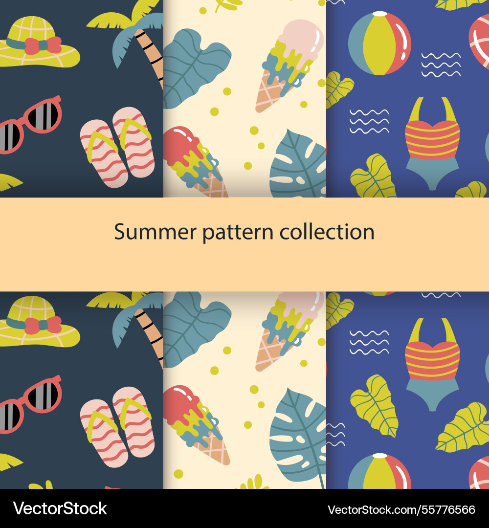 Summer pattern collection Royalty Free Vector Image
