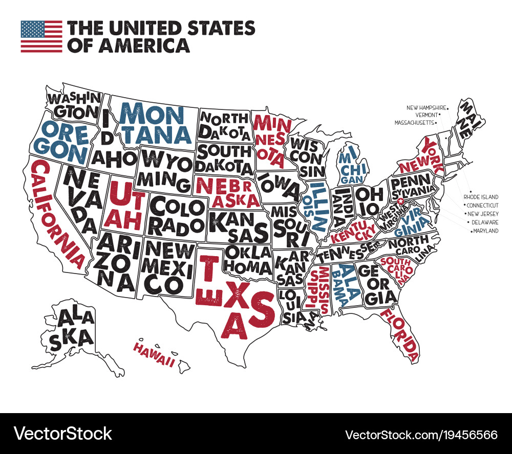 United States Map Poster Royalty Free Vector Image