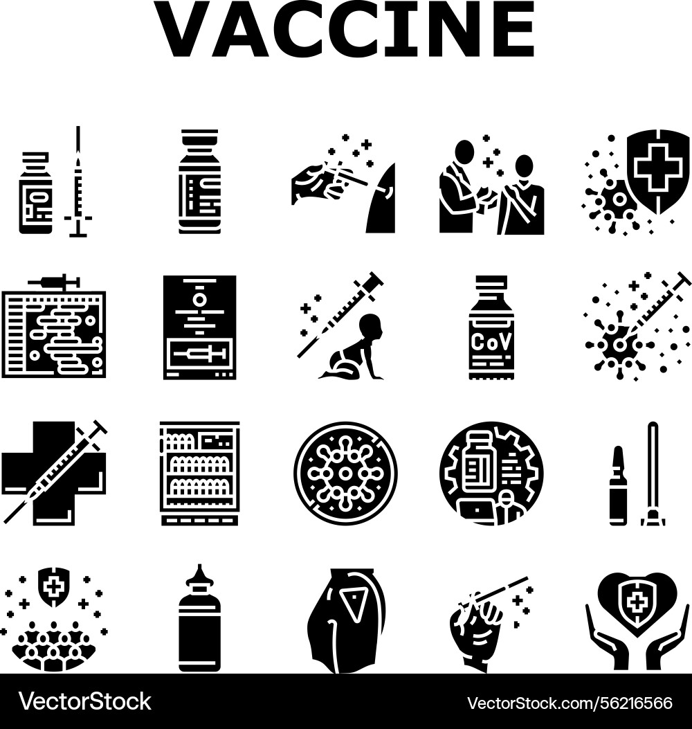 Vaccine immunization syringe icons set Royalty Free Vector