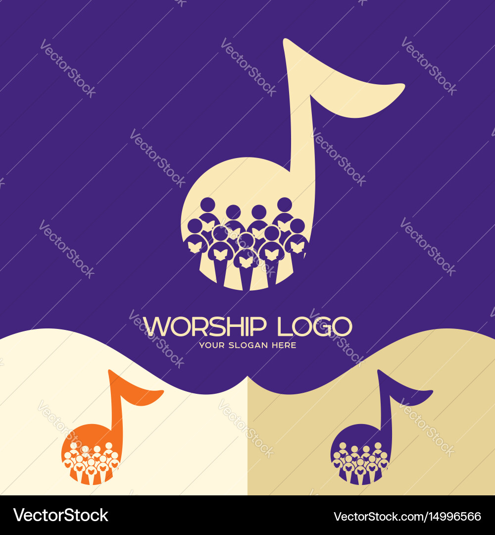 Worship Choir Note Logo Royalty Free Vector Image