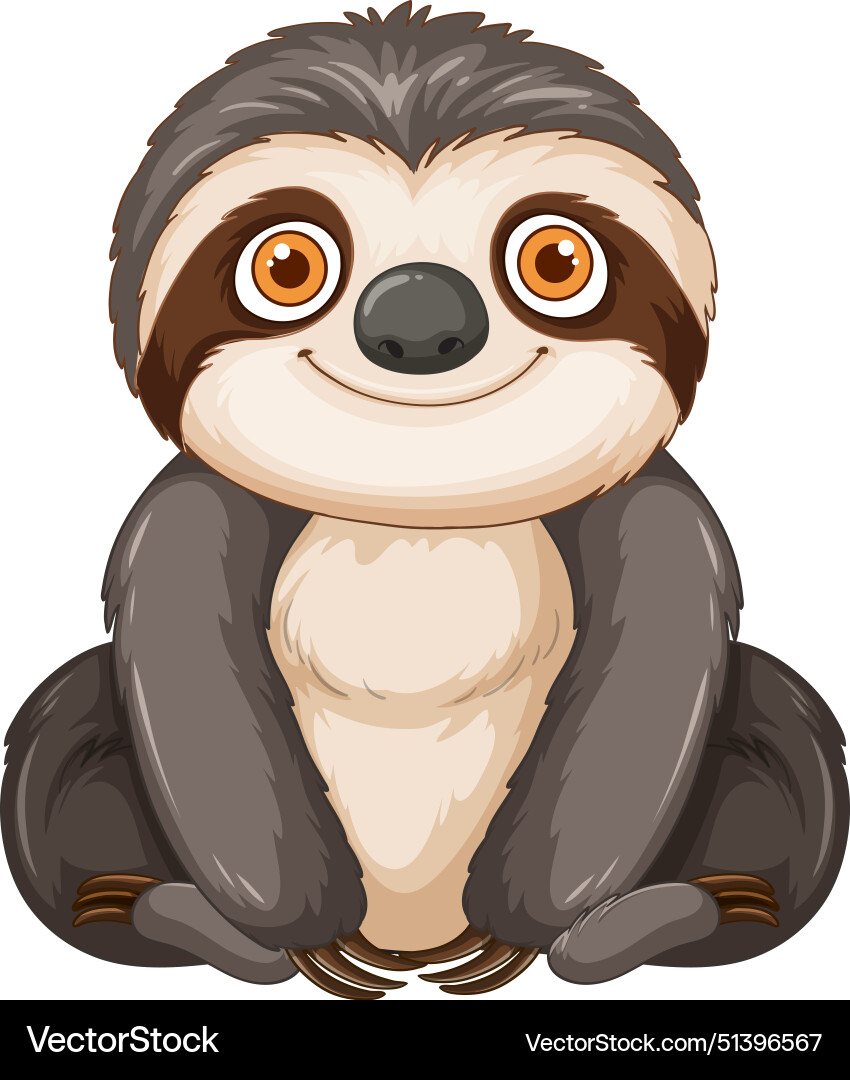 Adorable sloth with a happy expression Royalty Free Vector