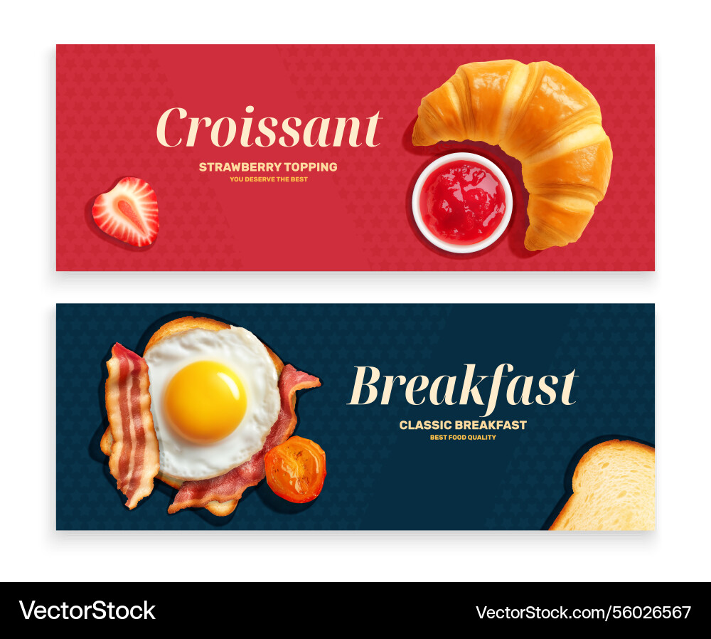 Breakfast horizontal banner Royalty Free Vector Image