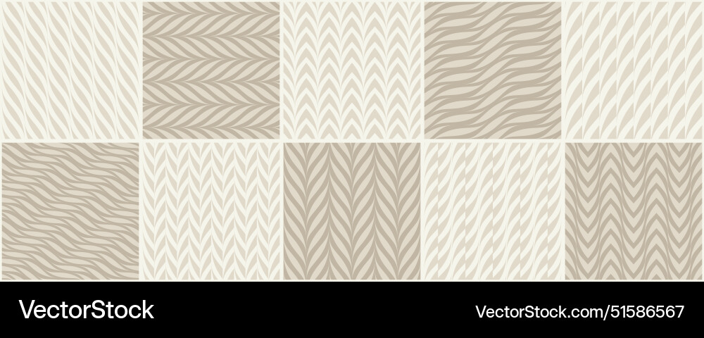 Collection of seamless abstract patterns beige Vector Image