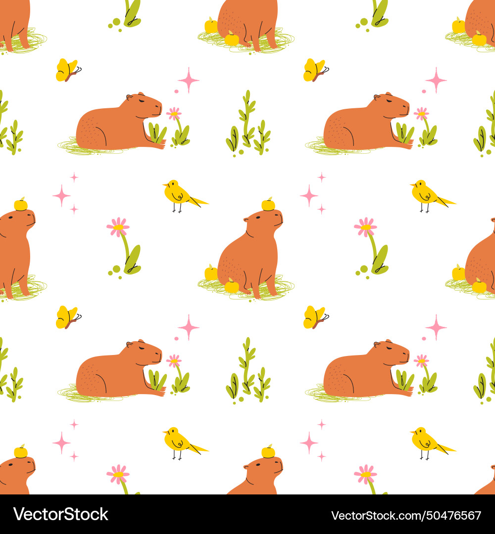 Cute hand drawn capybara children pattern Vector Image