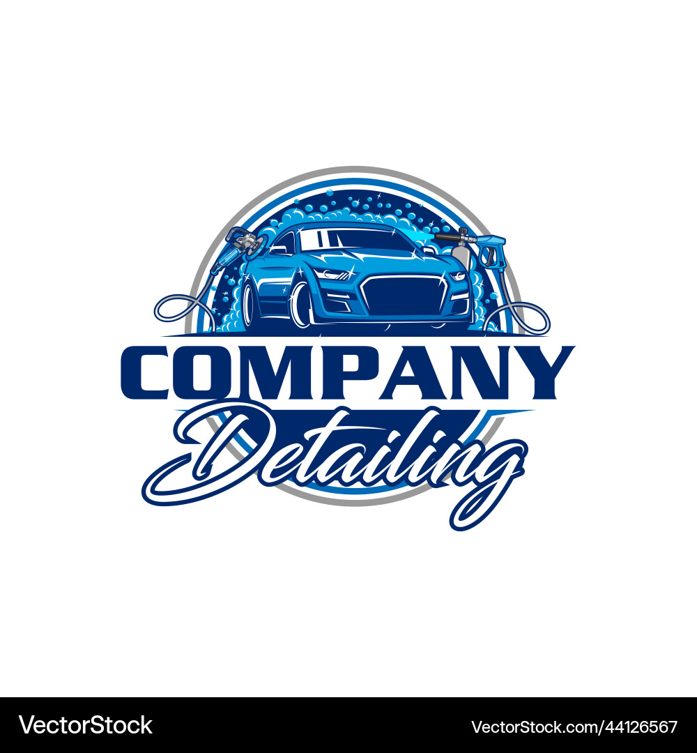 Detailing car logo and wash Royalty Free Vector Image