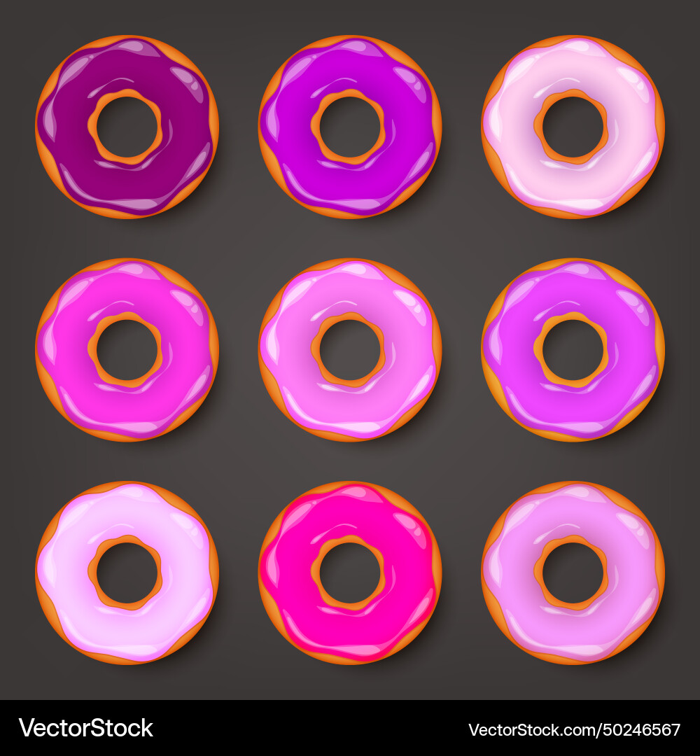 Donut begel with cream cookiescookie cake set Vector Image
