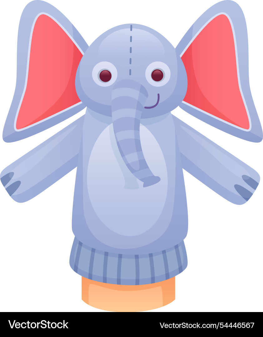 Elephant sock doll hand with cartoon animal Vector Image
