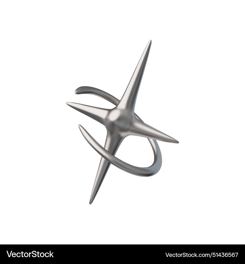 Metallic 3d y2k icon Royalty Free Vector Image