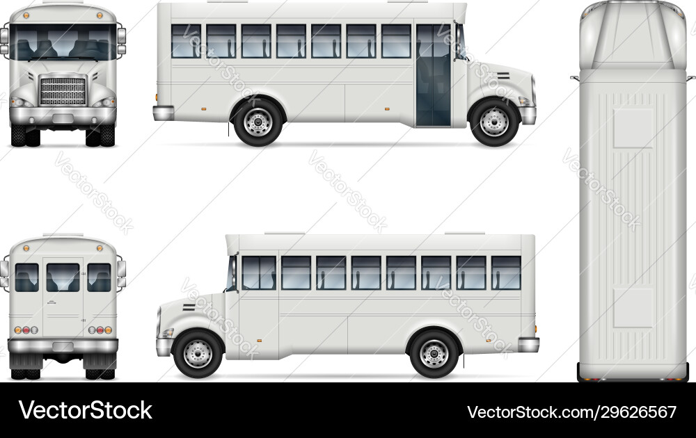 Realistic white bus mock-up Royalty Free Vector Image