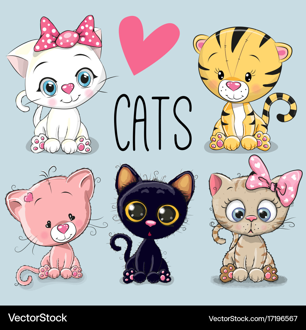 Set of cute cats Royalty Free Vector Image - VectorStock