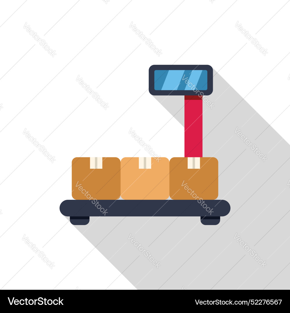 Warehouse digital scale weighing cardboard boxes Vector Image