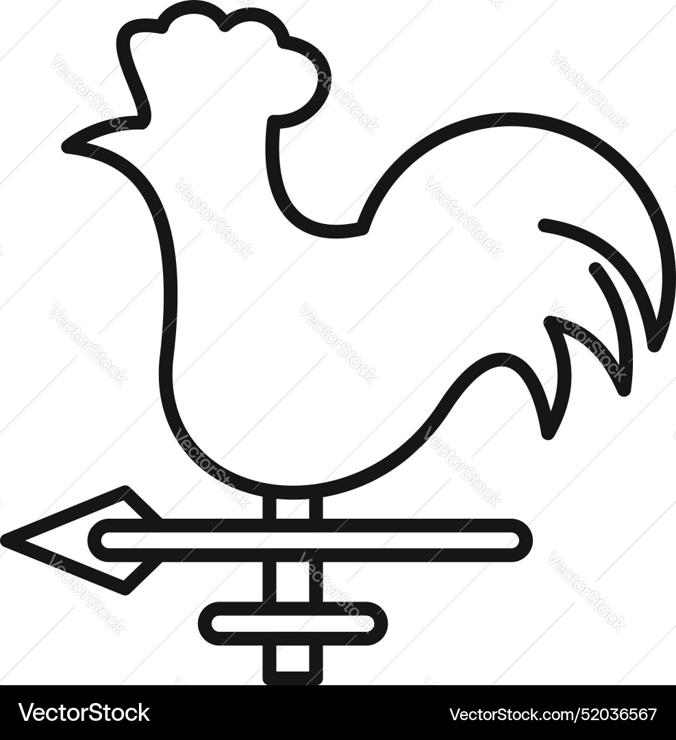 Weather vane showing rooster pointing wind Vector Image
