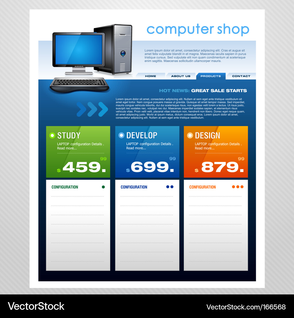 Computer shop template Royalty Free Vector Image