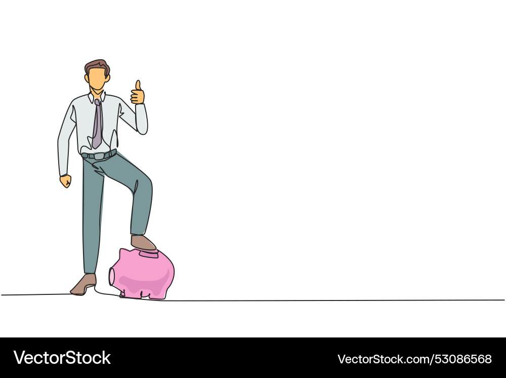 Continuous one line drawing businessman stands Vector Image