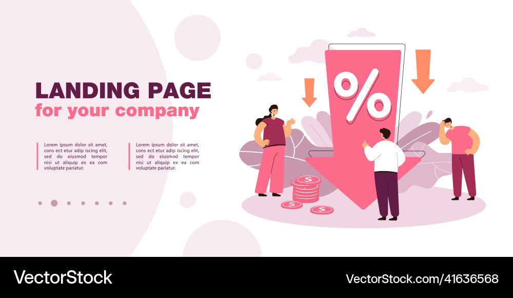 Down arrow with percentage decrease Royalty Free Vector