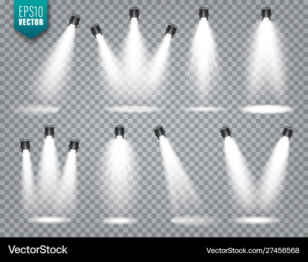 Spotlight set bright light beam Royalty Free Vector Image