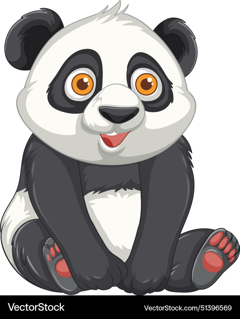 Adorable panda with big eyes sitting happily Vector Image