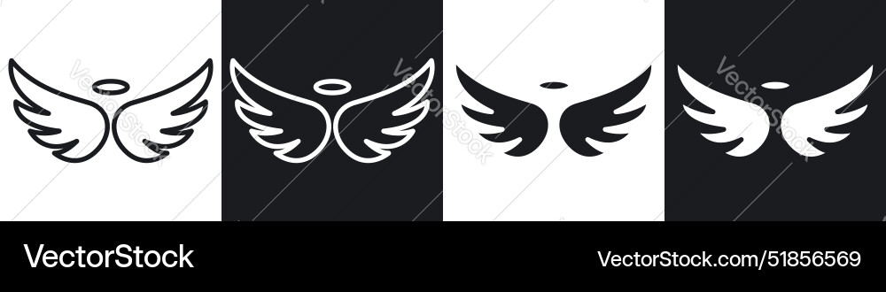Angel icon set in black and white filld Royalty Free Vector