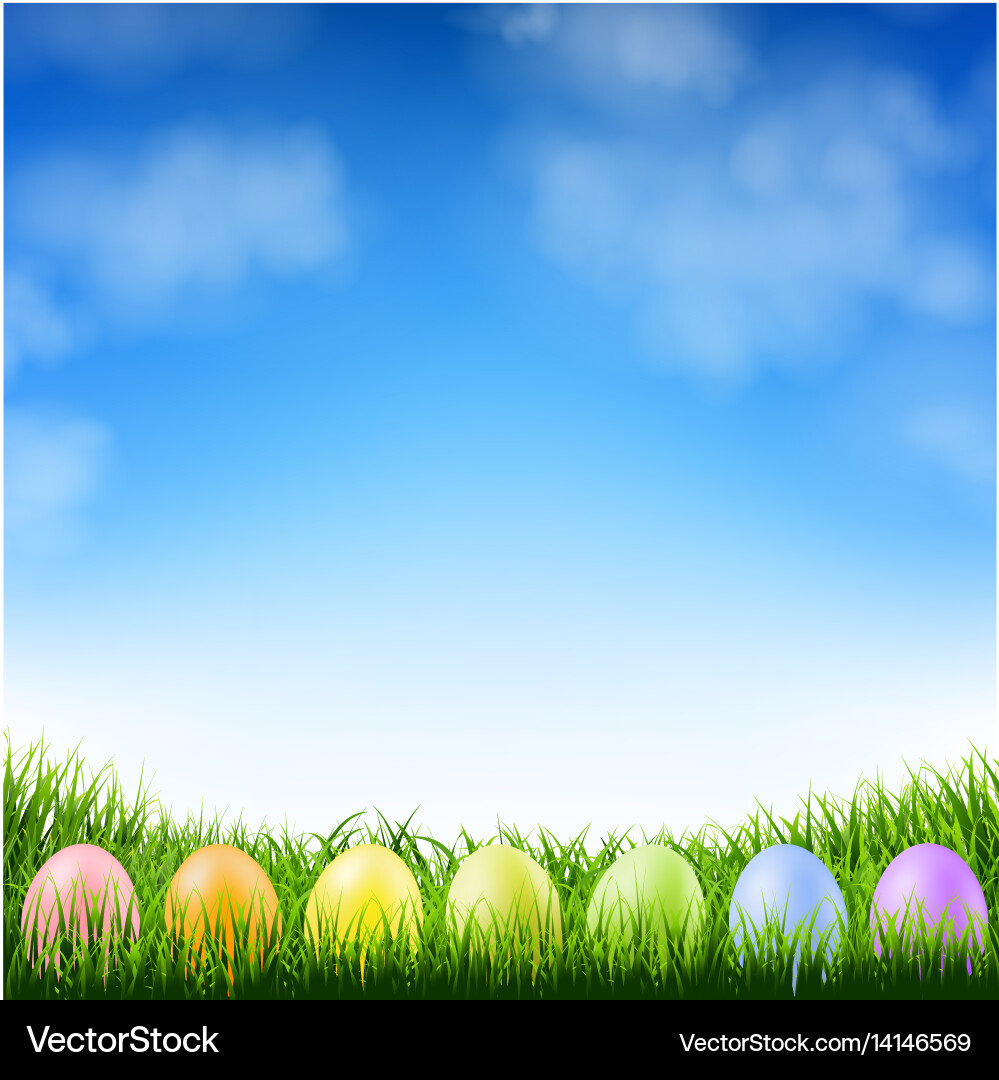 Blue sky and easter eggs Royalty Free Vector Image