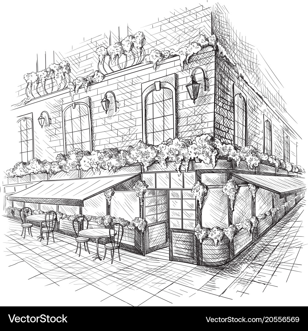 Cafe sketch Royalty Free Vector Image - VectorStock