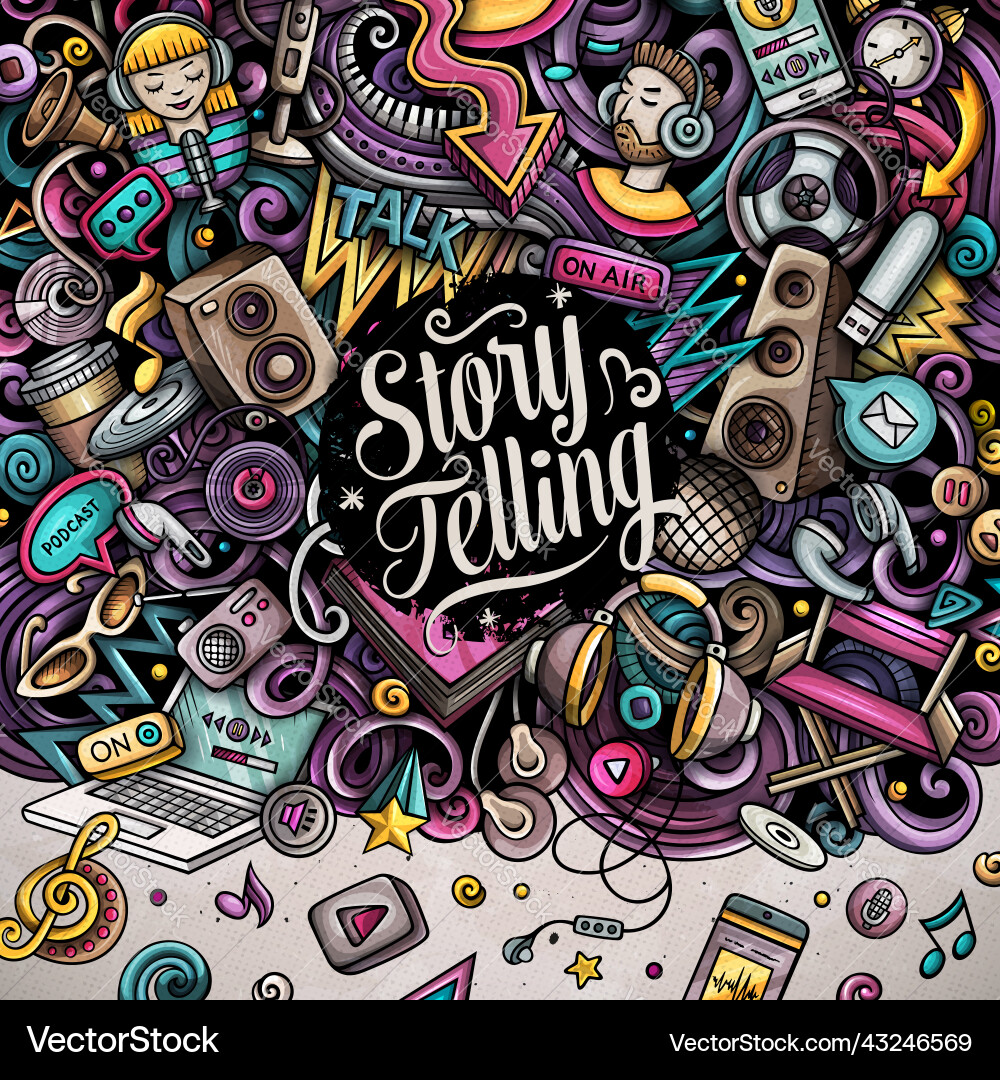 Cartoon doodles storytelling frame Royalty Free Vector Image