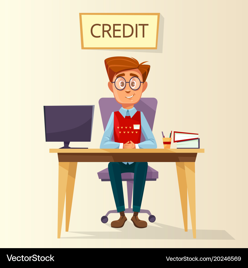 Cartoon manager in credit office workplace Vector Image