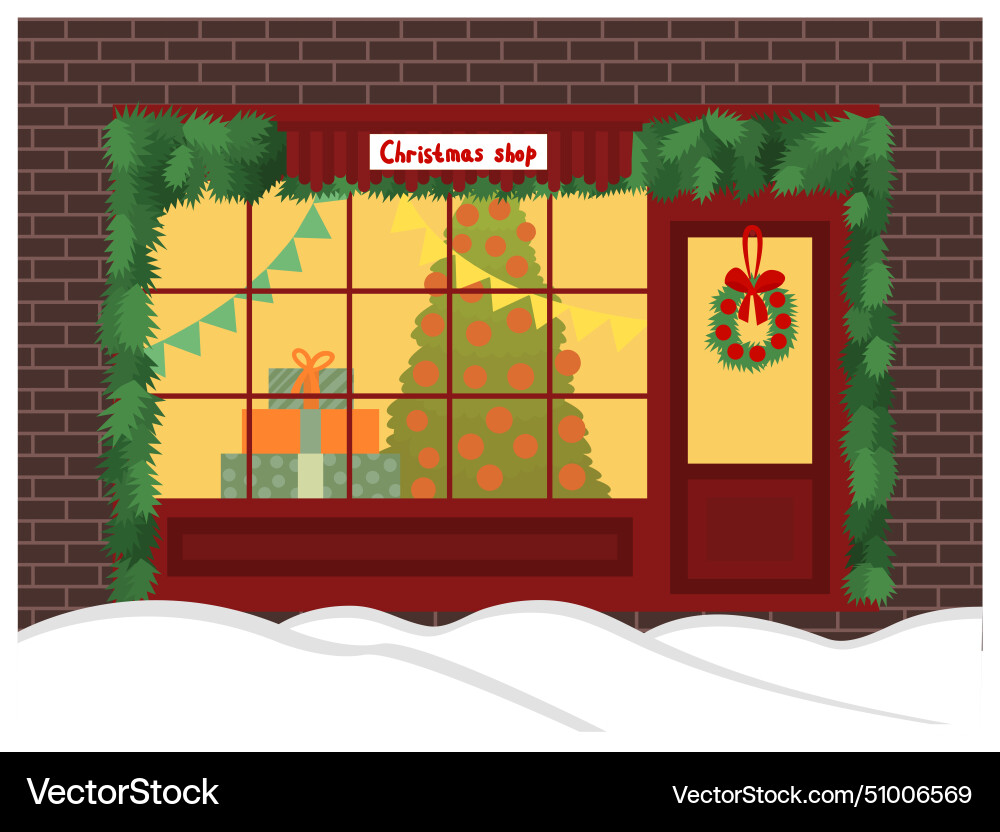 Christmas shop Royalty Free Vector Image - VectorStock