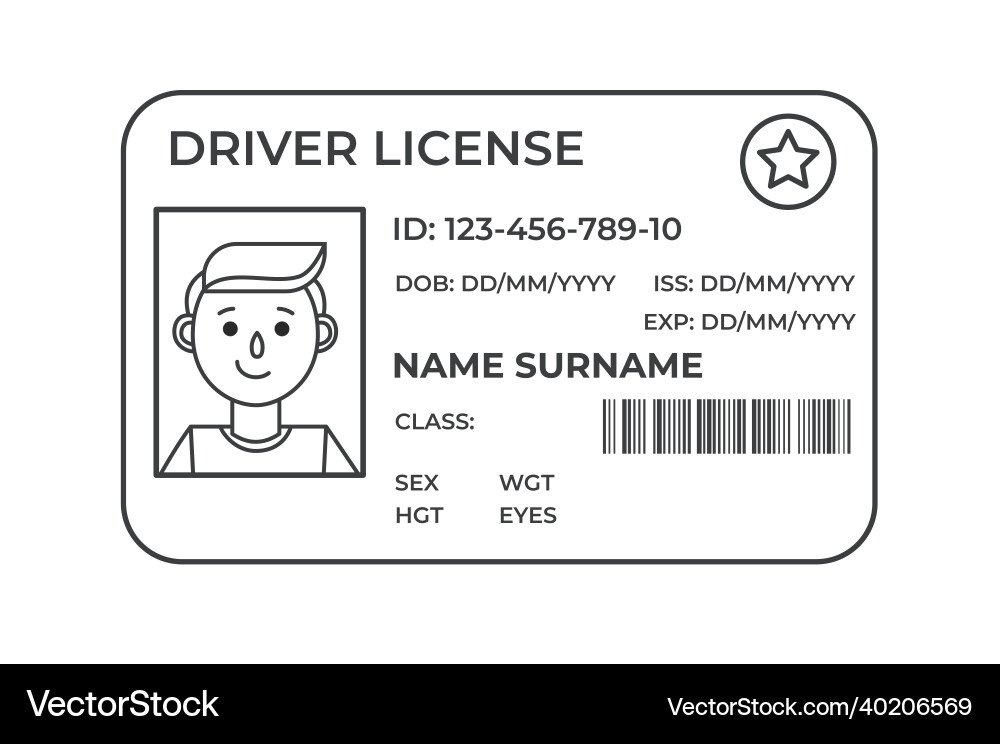 Driver's License Card Template Royalty Free Vector Image