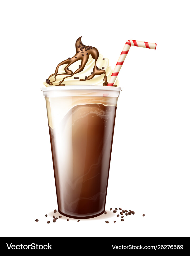 Frappe coffee frappucino in disposable plastic cup