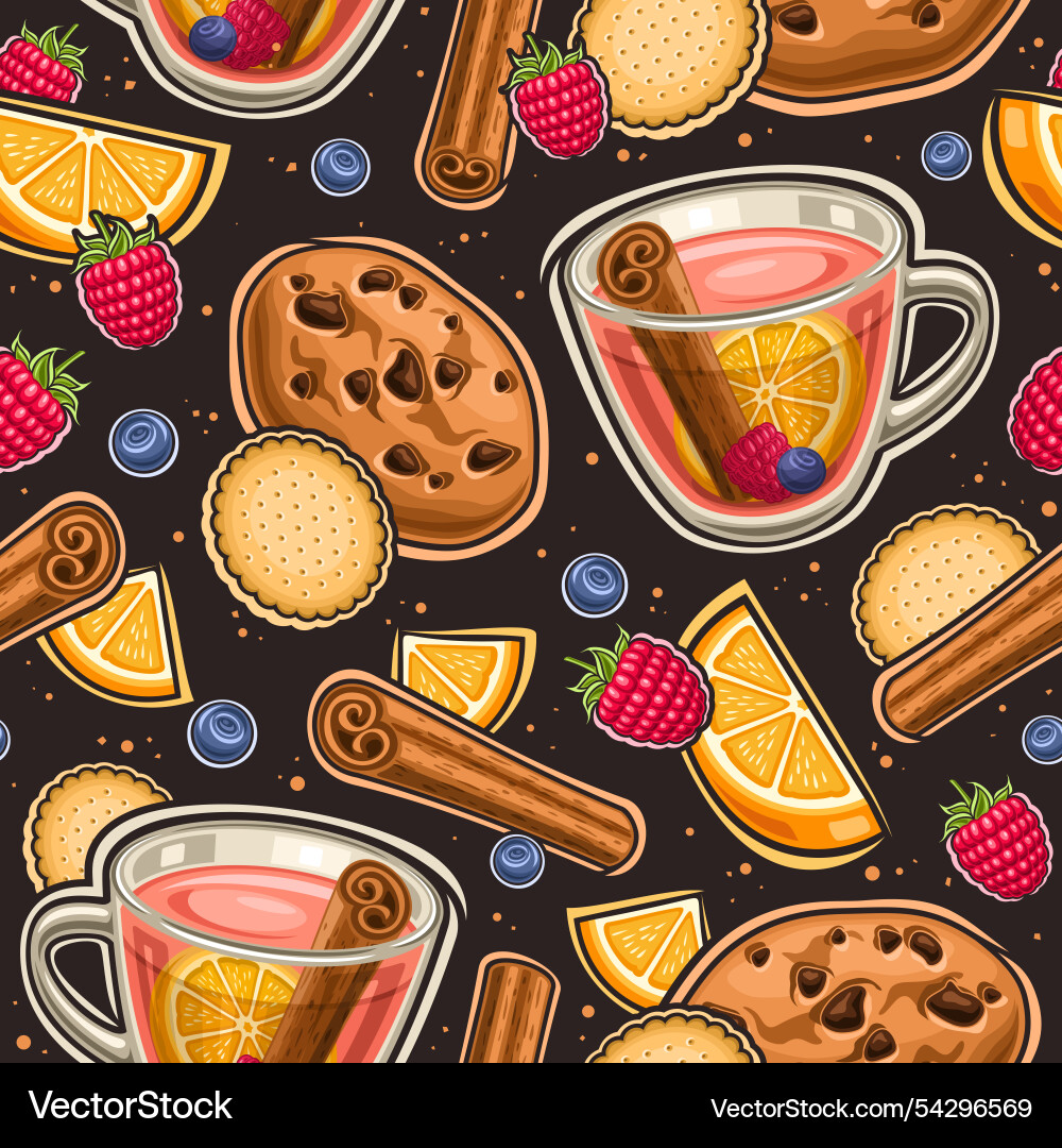 Fruit tea seamless pattern Royalty Free Vector Image