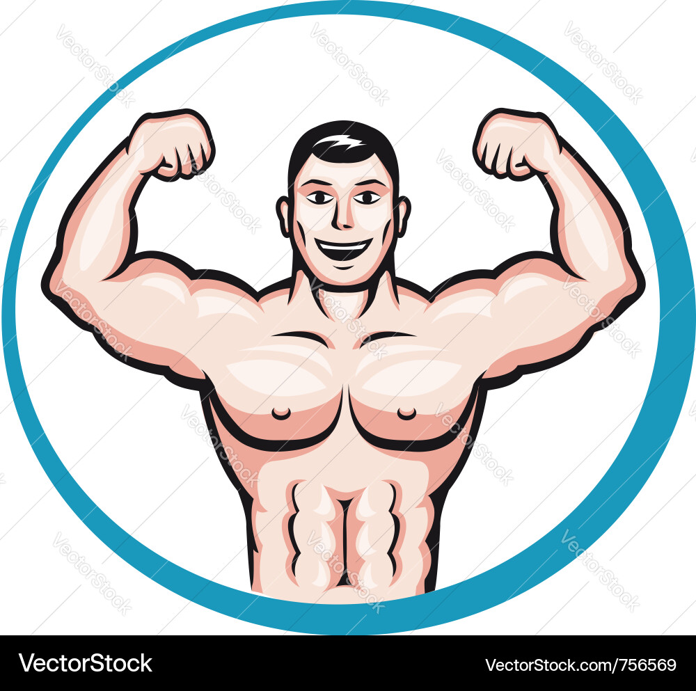 Happy smiling bodybuilder Royalty Free Vector Image