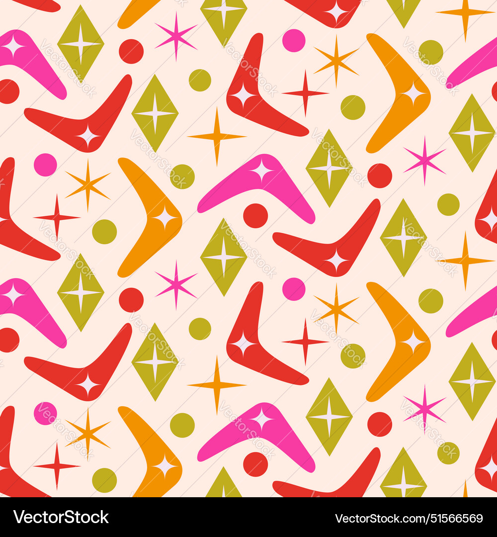 Mid century modern boomerang seamless pattern Vector Image