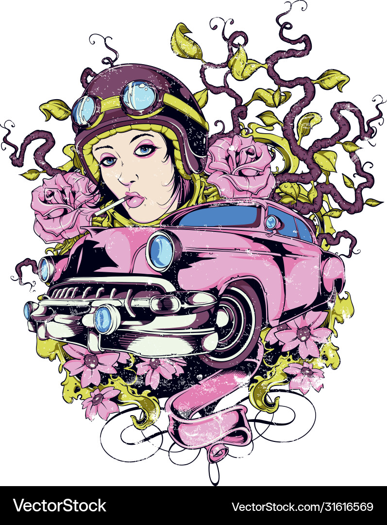 Retro Pink Racer Royalty Free Vector Image - VectorStock