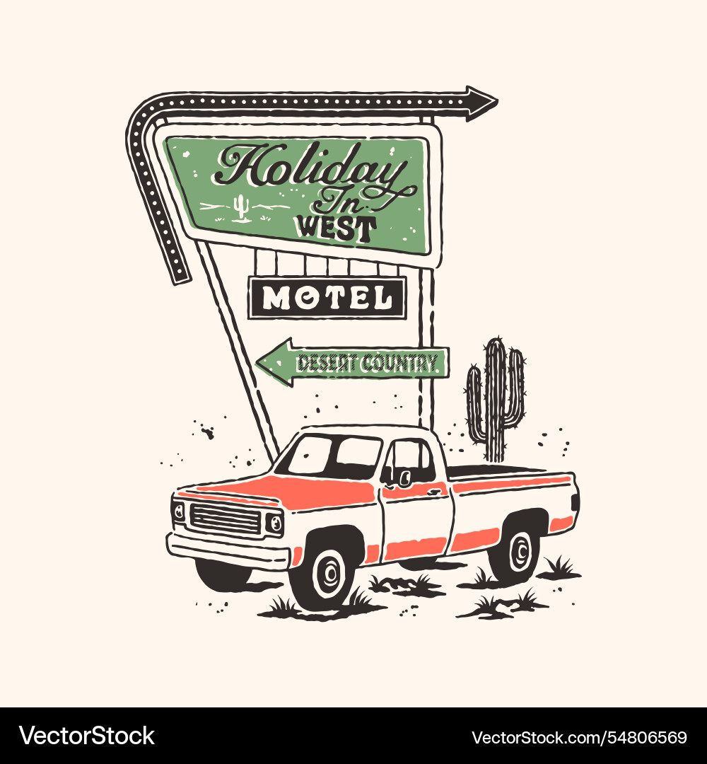 Vintage Western Road Trip Royalty Free Vector Image