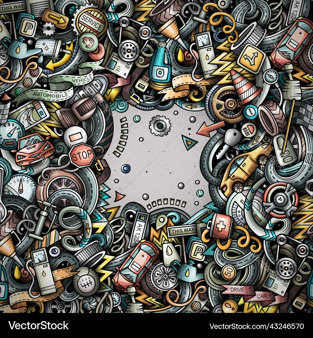 Cartoon cute doodles vehicle frame Royalty Free Vector Image