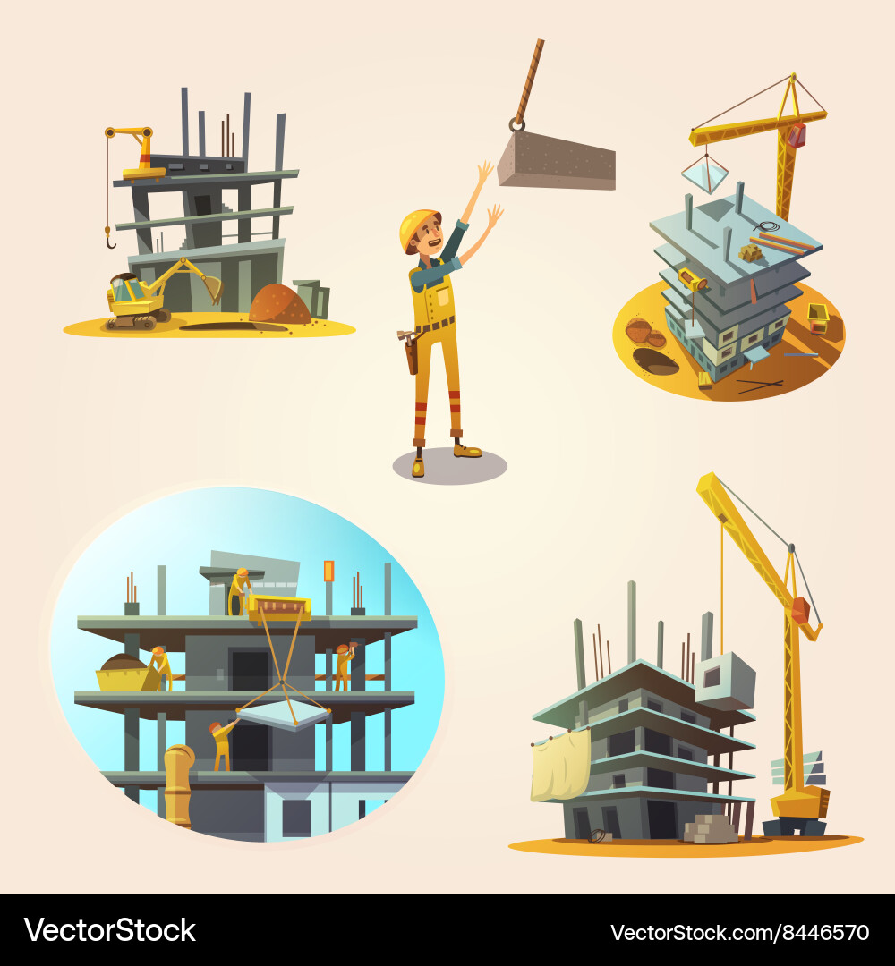 Construction cartoon set Royalty Free Vector Image