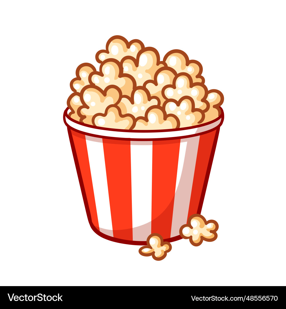 Cute popcorn in paper buckets red and white Vector Image