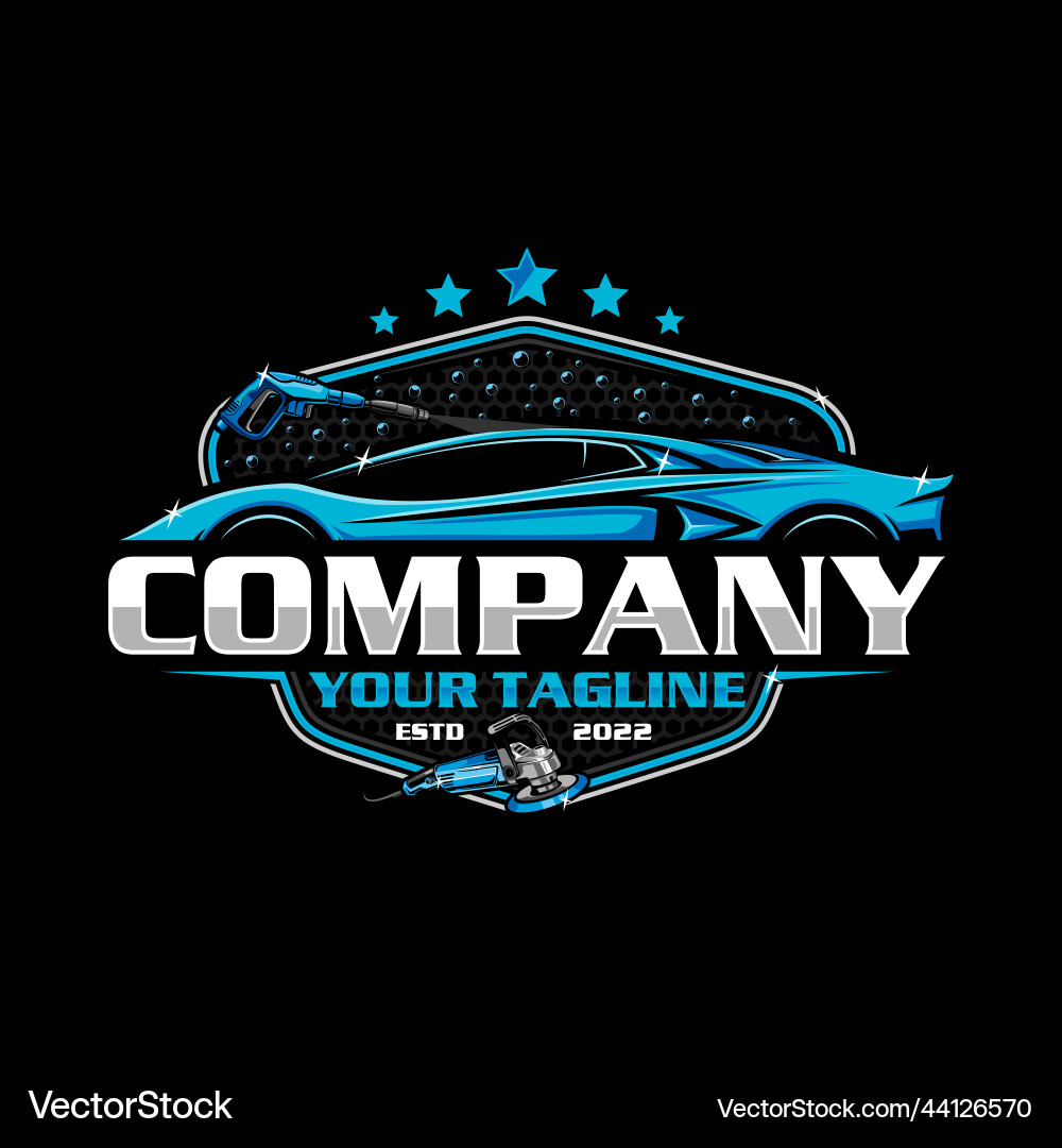 Detailing car logo and wash Royalty Free Vector Image