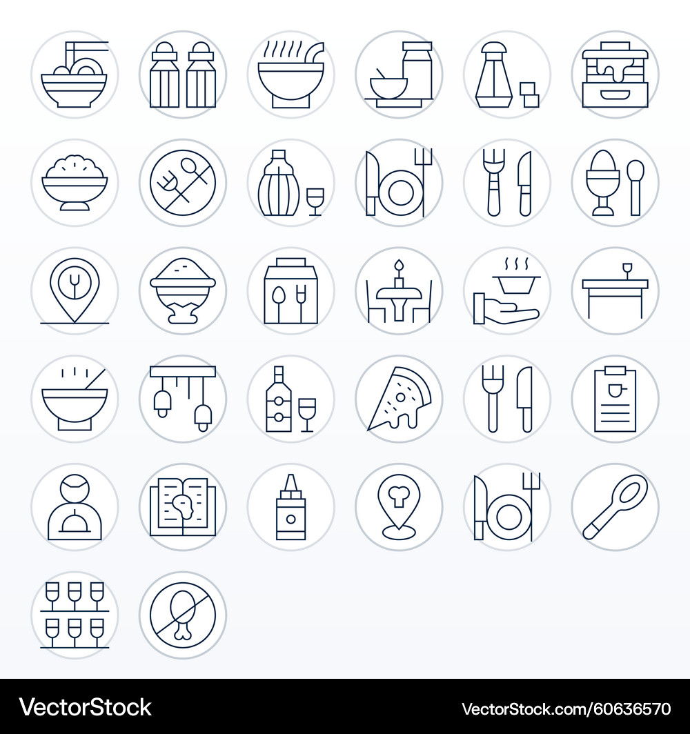 Dining Icons - 32 Thin Line Food & Restaurant – Royalty-Free Vector ...