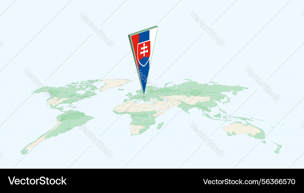 Highlighted slovakia on global map with 3d flag Vector Image
