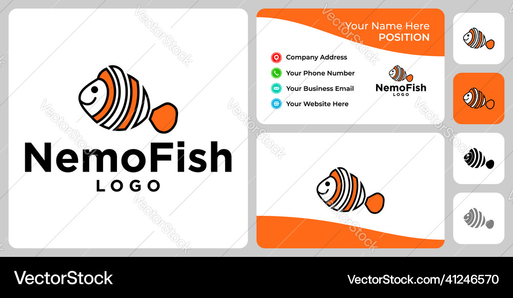 Nemo Fish Logo - Cute Cartoon Royalty Free Vector Image