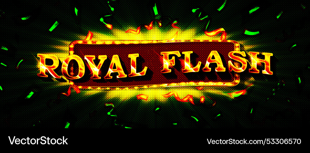 Royal flush lettering with vintage-style light Vector Image