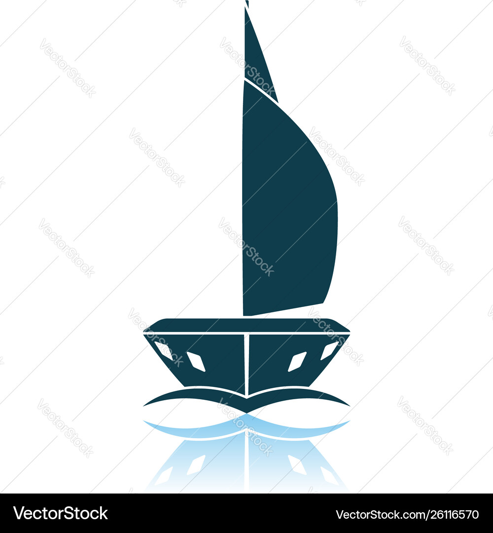 Sail yacht icon front view Royalty Free Vector Image
