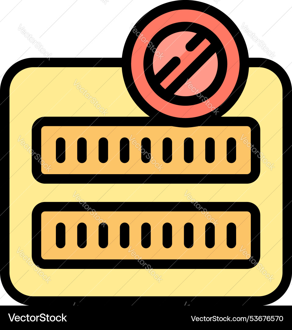 Server icon showing crossed out circle Royalty Free Vector
