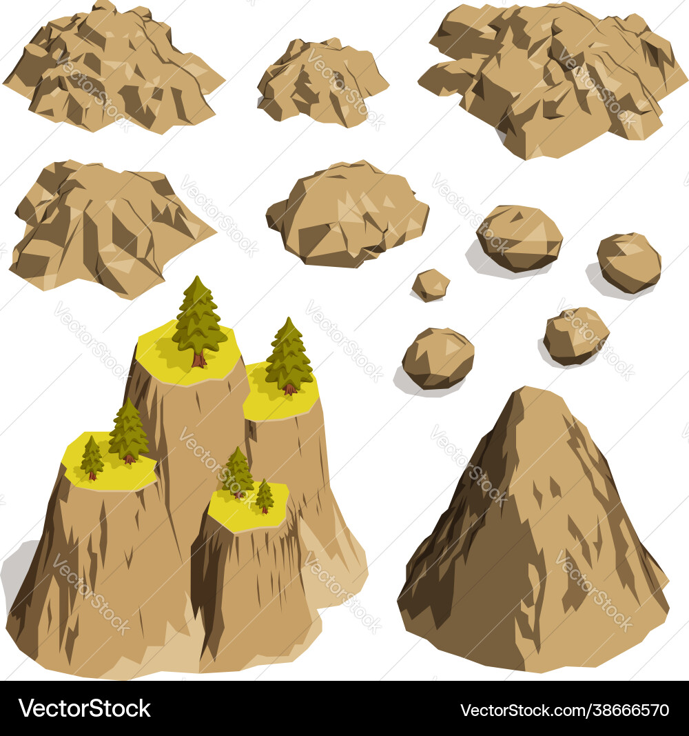 Stones rocks and mountains Royalty Free Vector Image