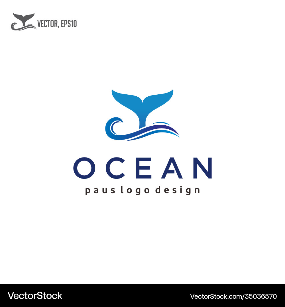 Waves and whales tail logo design Royalty Free Vector Image