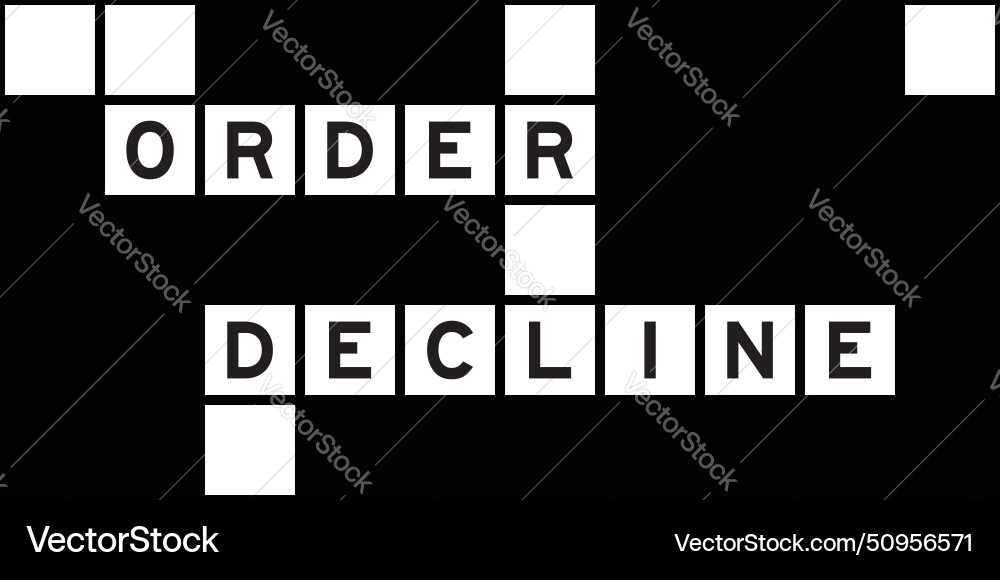 Alphabet letter in word order decline Royalty Free Vector